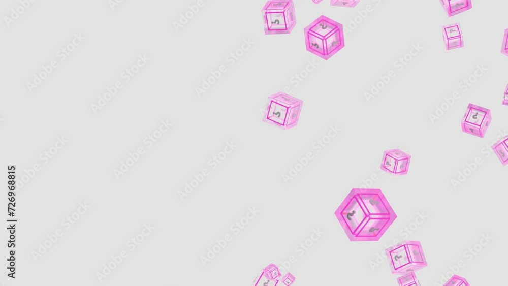 Falling Slow mystery question mark pink dice animation Seamless Loop ...