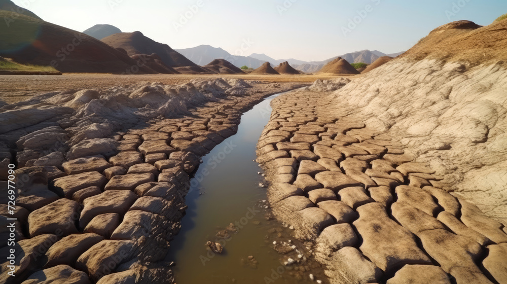 Drying up of lakes and rivers in summer Stock Photo | Adobe Stock