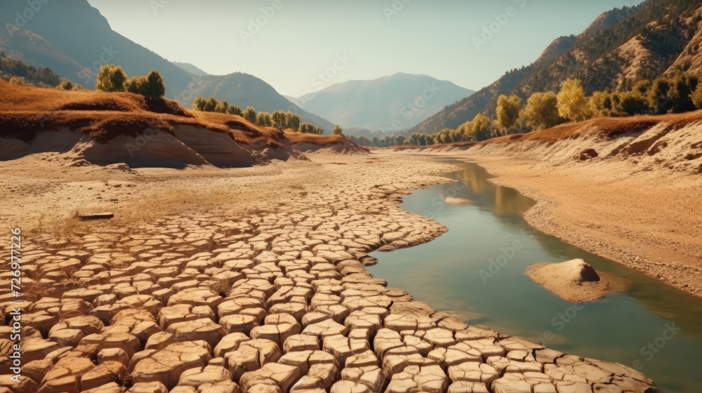 Drying up of lakes and rivers in summer Stock Photo | Adobe Stock