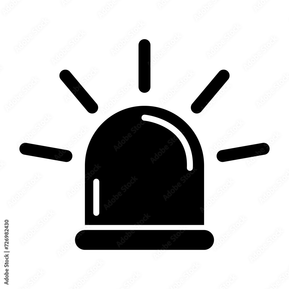 Siren fire alarm sign, signal danger light symbol, ambulance police ...