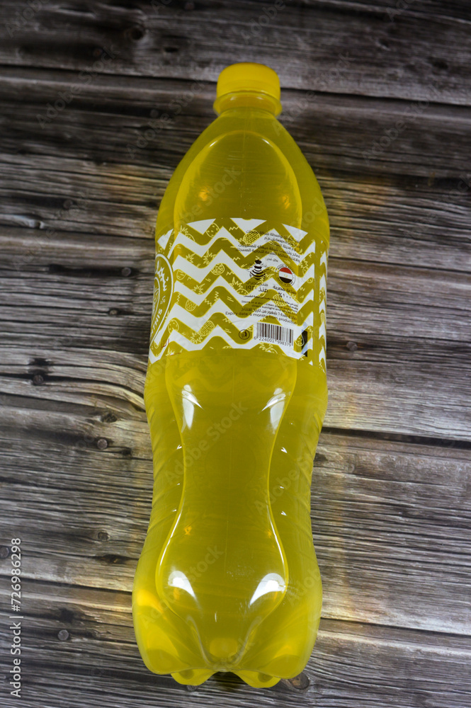 Cairo, Egypt, January 29 2024: Spiro Spathis pineapple soda drink ...