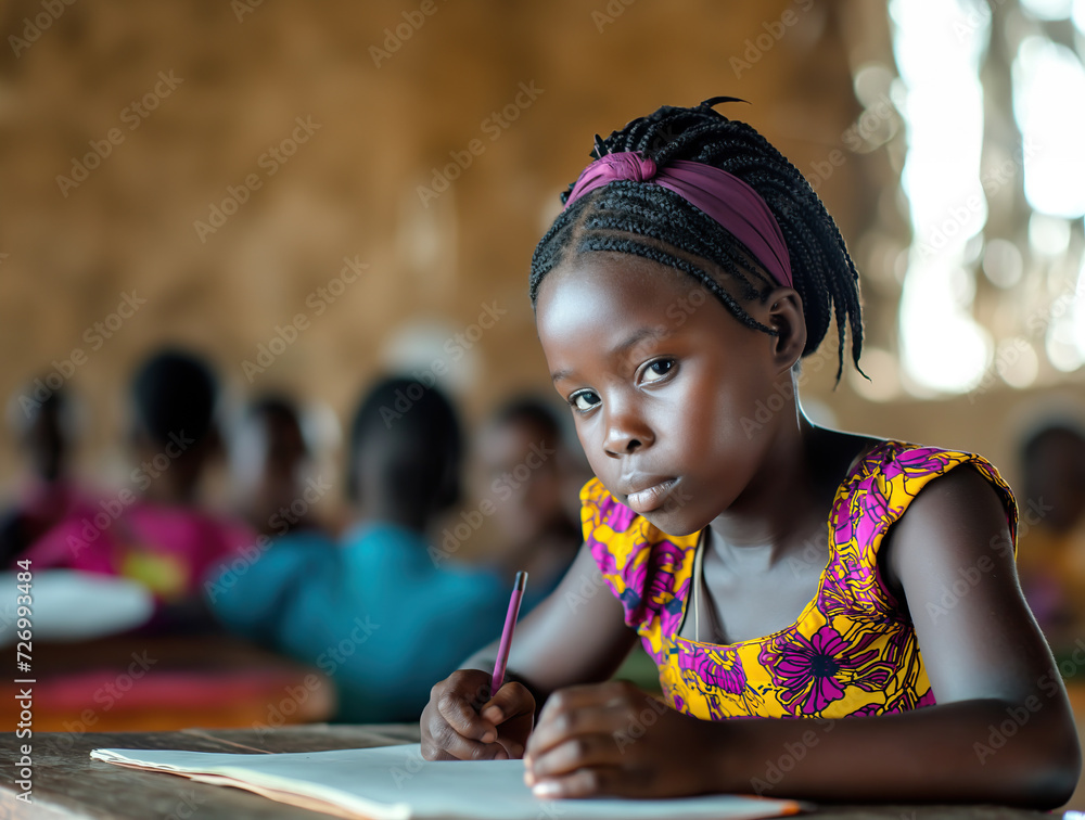 Education in third world countries - little african school girl holding ...