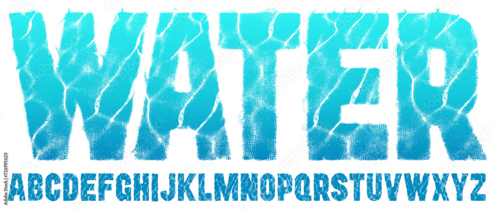 Water Ripple Texture Font. Abstract Typeface with a swimming pool ...