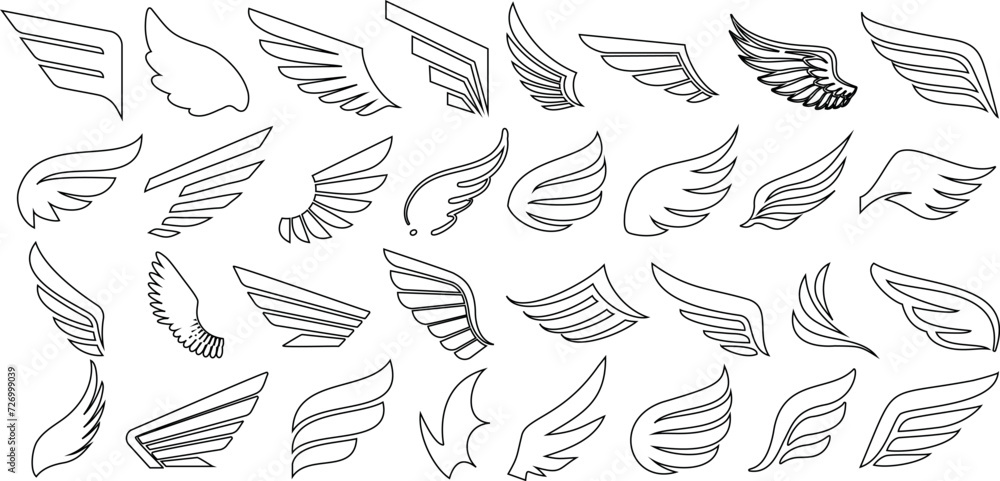 Wing line art vector collection, perfect for logo, badge, emblem ...