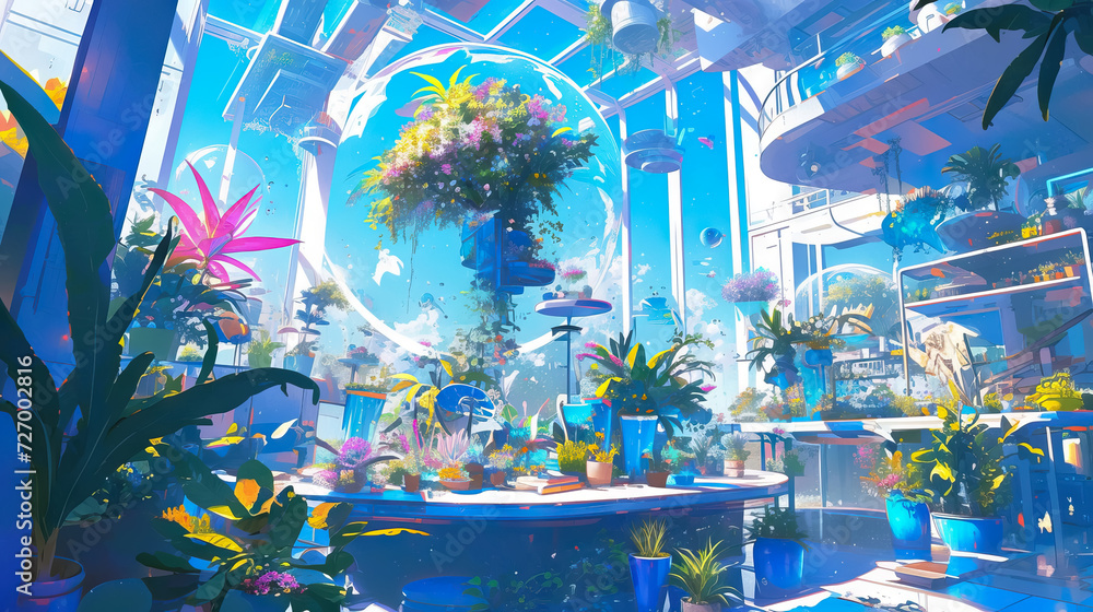 greenhouses in which various flowers are grown for earth day background ...