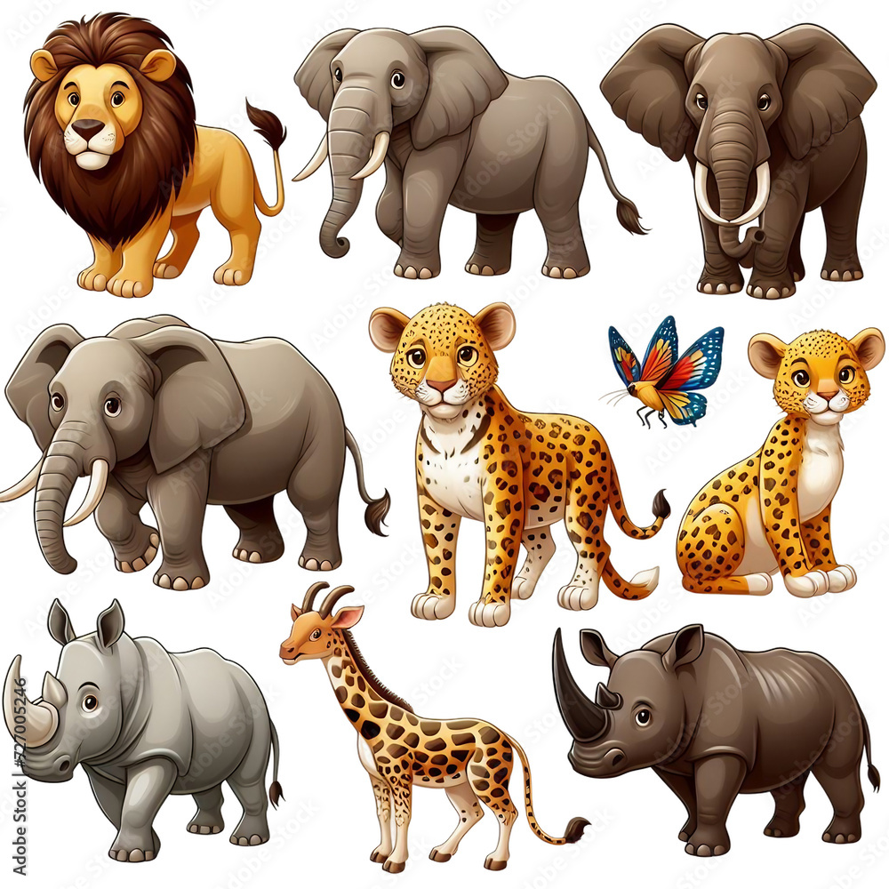 Safari Icons: African Big Five Clipart - Transparent PNG Illustrations ...
