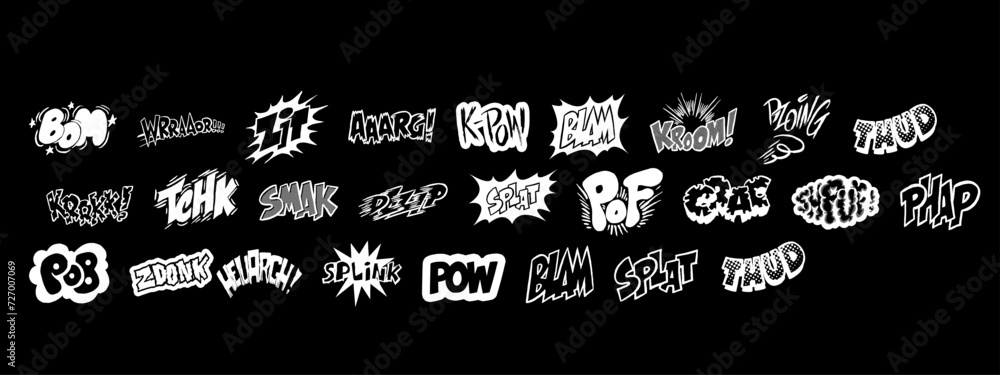 Set of comics bombs and explosions. Speech bubbles with words splash ...