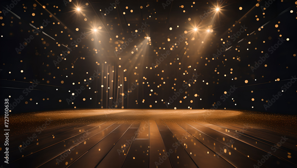 Glamorous Stage Set with Cascading Golden Confetti for Special Events ...