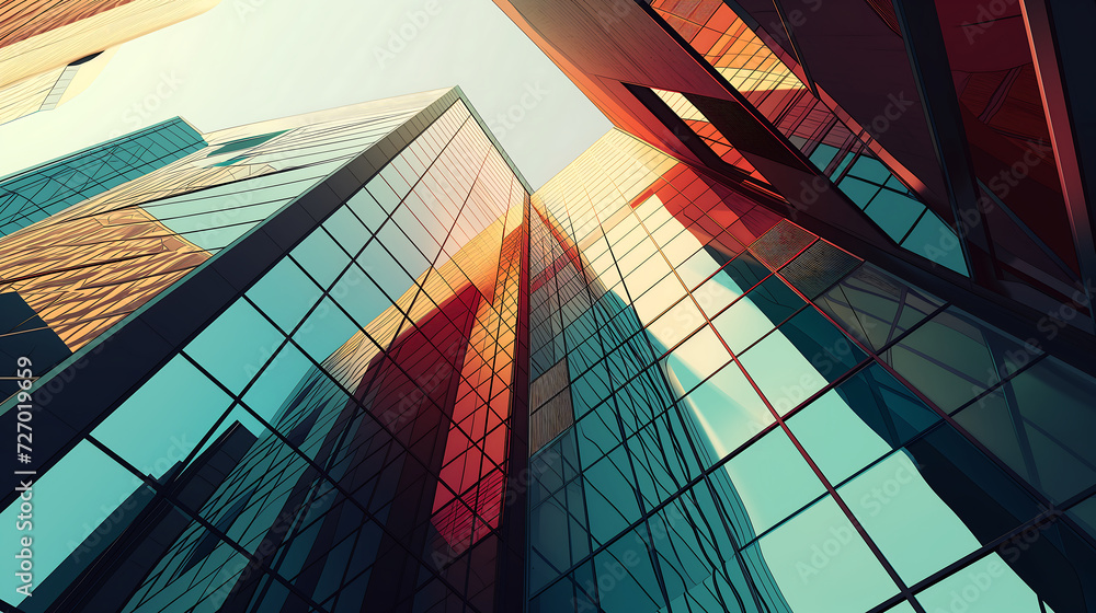 Minimalist office building with simplified geometric shapes. Concept of ...