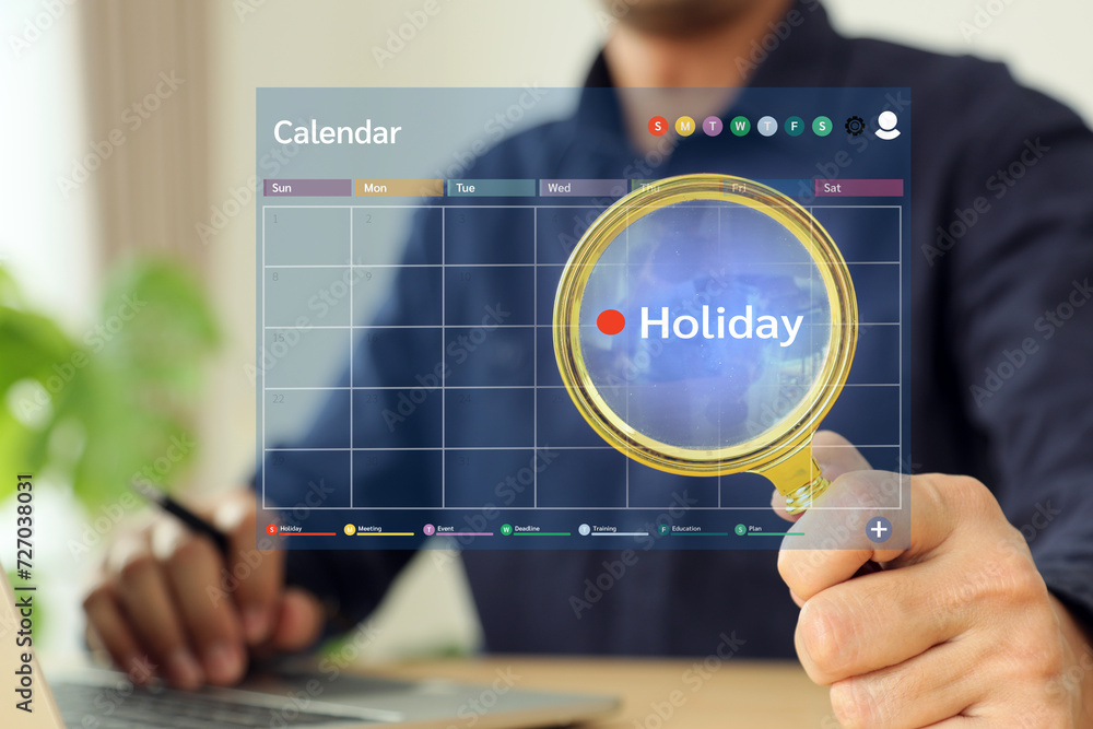 Calendar with hand marking concept of time management planner or ...