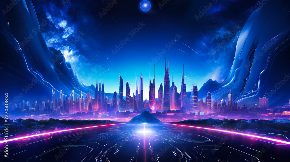 Futuristic Cityscape: A Marvelous Urban Landscape Under a Starlit Sky ...