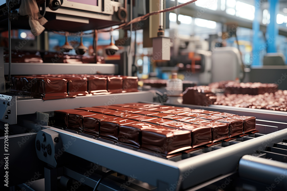 An advanced manufacturing line is shown systematically packaging ...