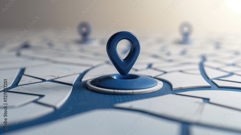 Location pin icon on earth city urban map indicating the location and direction, Blue geopin ...