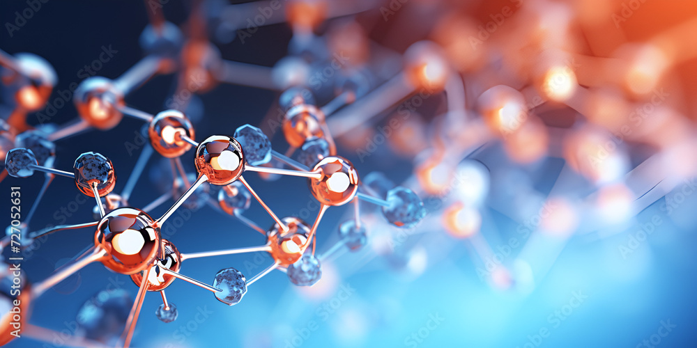 Molecule of atom, 3D rendering. Computer digital drawing. Intricate ...