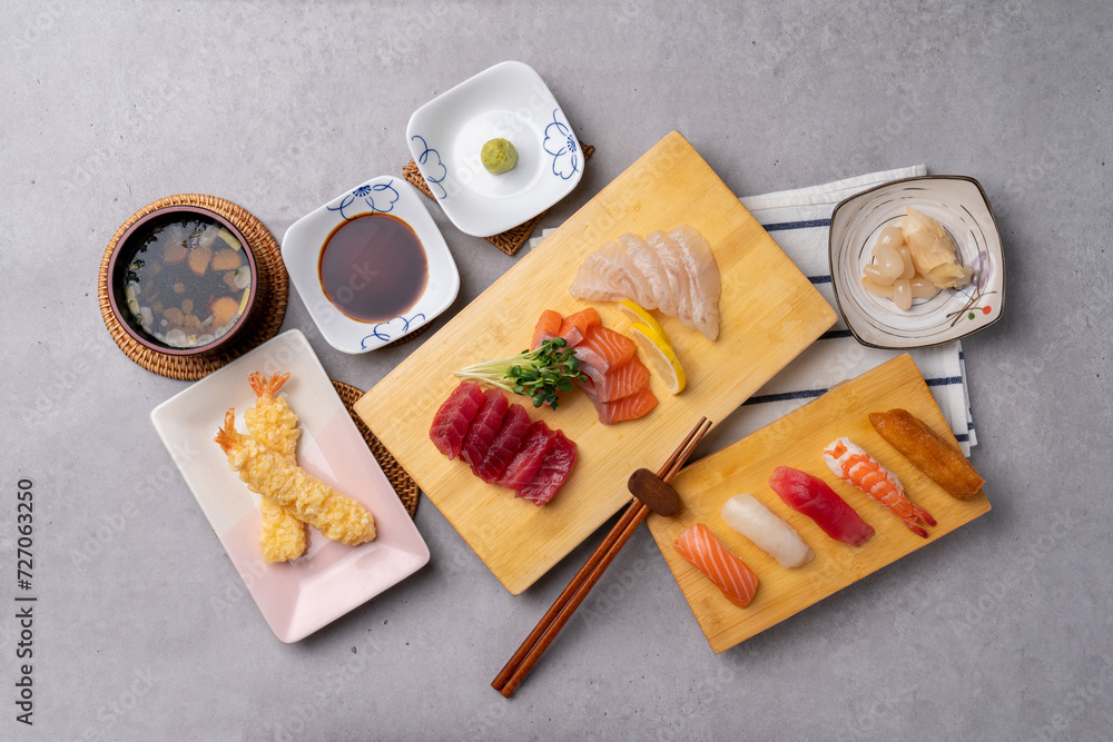 Flatfish, sushi, salmon, fish, sashimi, shrimp, tuna, Japanese, big ...