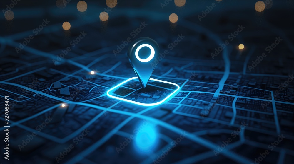 Location pin icon on earth city urban map indicating the location and ...