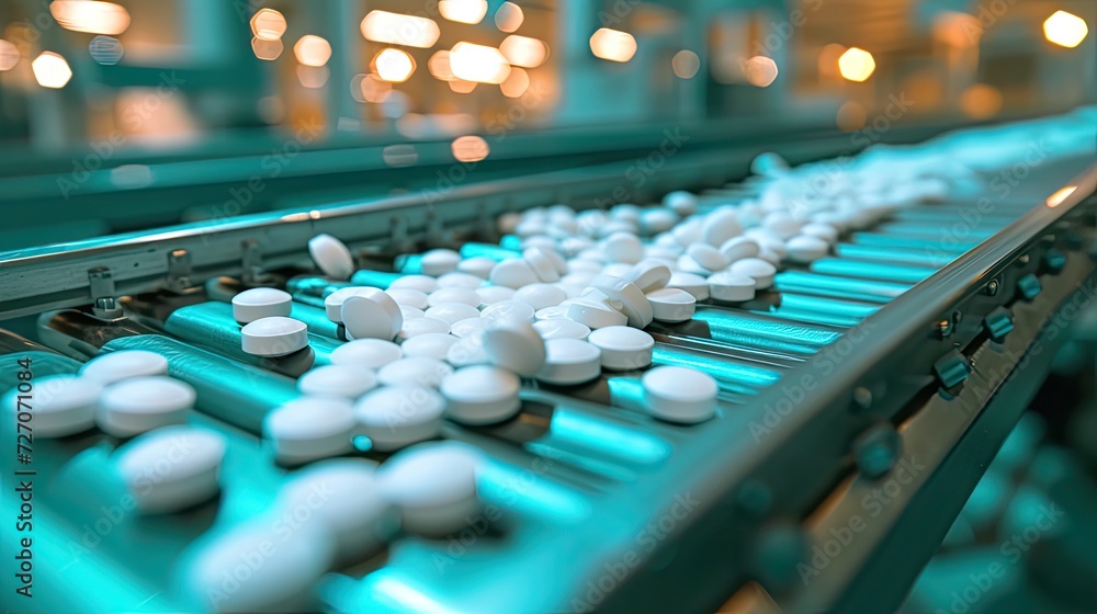 The epitome of pharmaceutical innovation as pills move dynamically on a ...