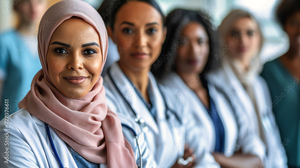Group of Young Muslim Women in Professional Setting, Symbolizing ...