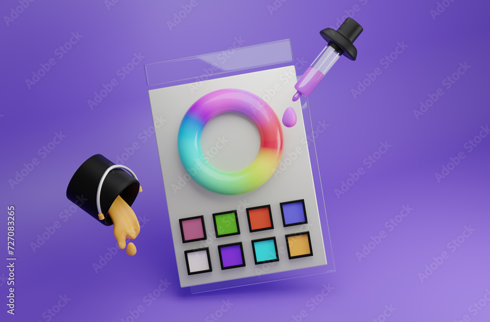 3d render of color picker with swatches and bucket fill Stock Photo ...