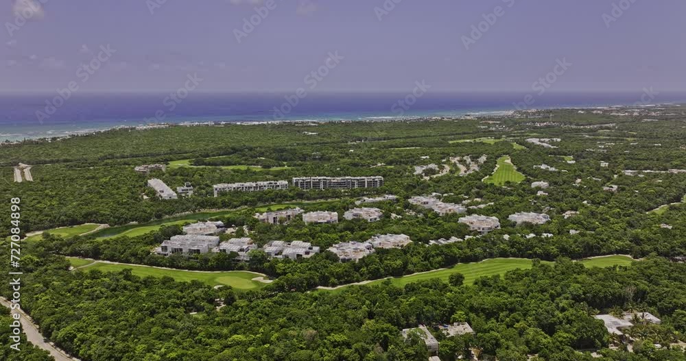 Vidéo Stock Akumal Mexico Aerial v13 flyover Riviera Maya Golf Course ...