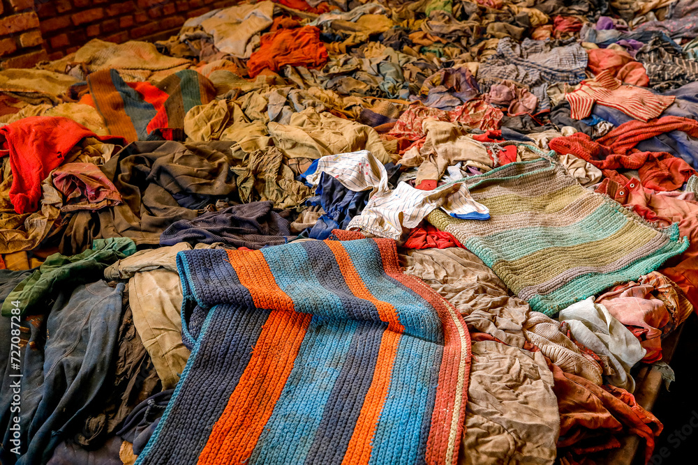 Nyamata Genocide Memorial Center, Nyamata, Rwanda. Victims' clothes on ...