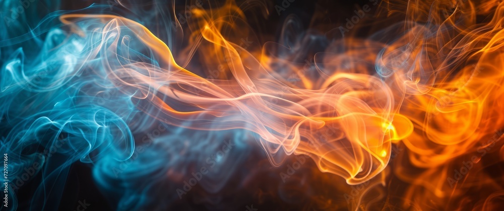 "Abstract Artistry in Motion - Vibrant Smoke Waves Flowing in a Dynamic ...
