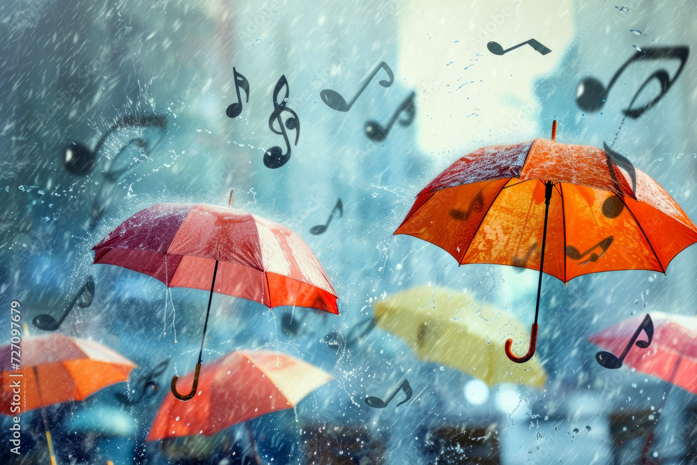 Umbrellas and Musical Notes Unite, Expressing the Enchanting Melody of ...