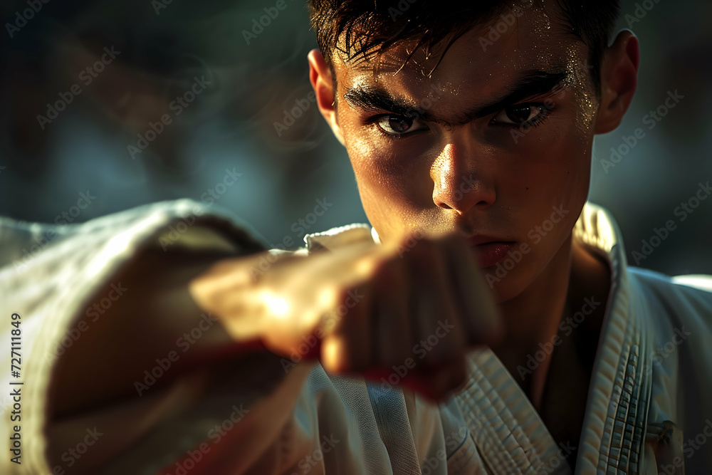 Karate competitor, captured with the realism of portraiture ...