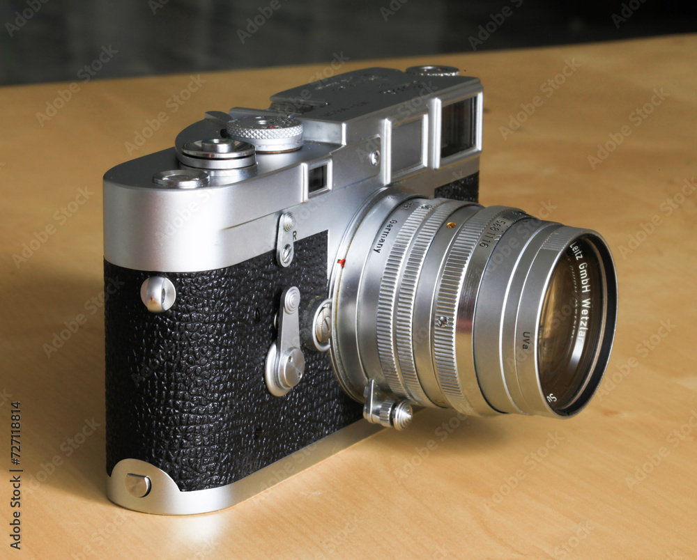 A vintage German Leica M3 rangefinder camera from 1950's. Stock Photo ...