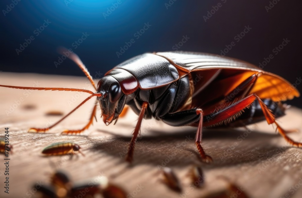 Cockroach close-up macro photography,cockroach and its children larvae ...