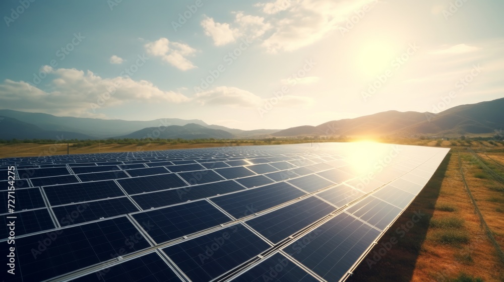 Overhead views of a solar farm installed on rolling hills, showcasing ...