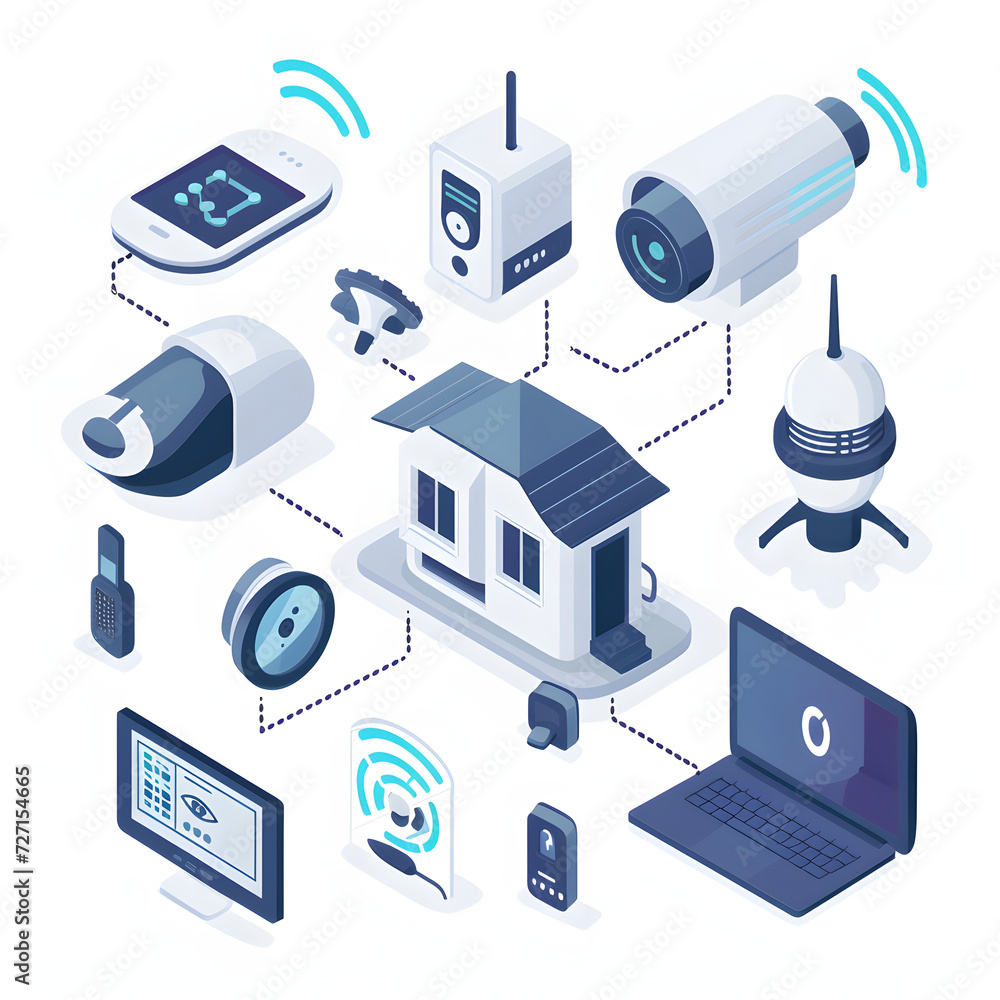 Cybersecurity for iot (internet of things) devices isolated on white ...