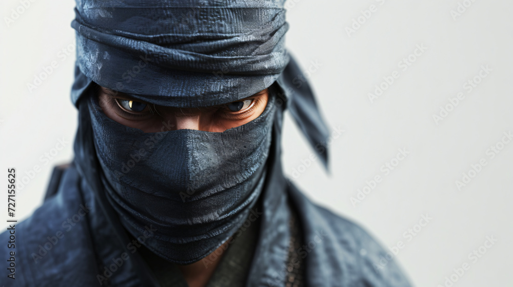 A stunning 3D rendering of a stealthy ninja, showcasing intricate ...