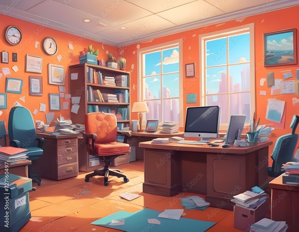 cartoon background office Stock Illustration | Adobe Stock