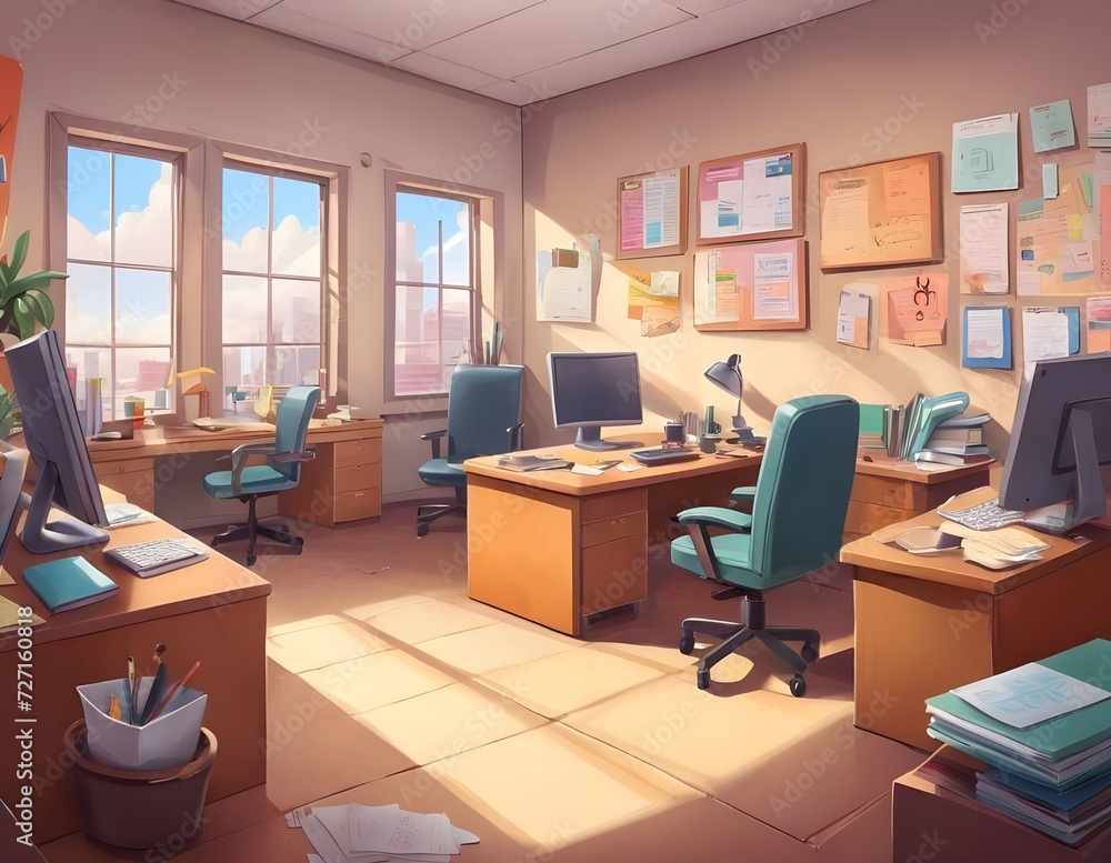 cartoon background office Stock Illustration | Adobe Stock