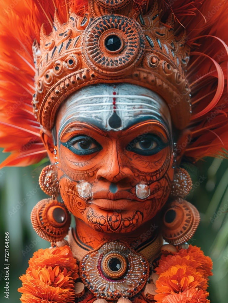 Makeup Theyyam ritual art from kerala. Theyyam traditional dance face ...
