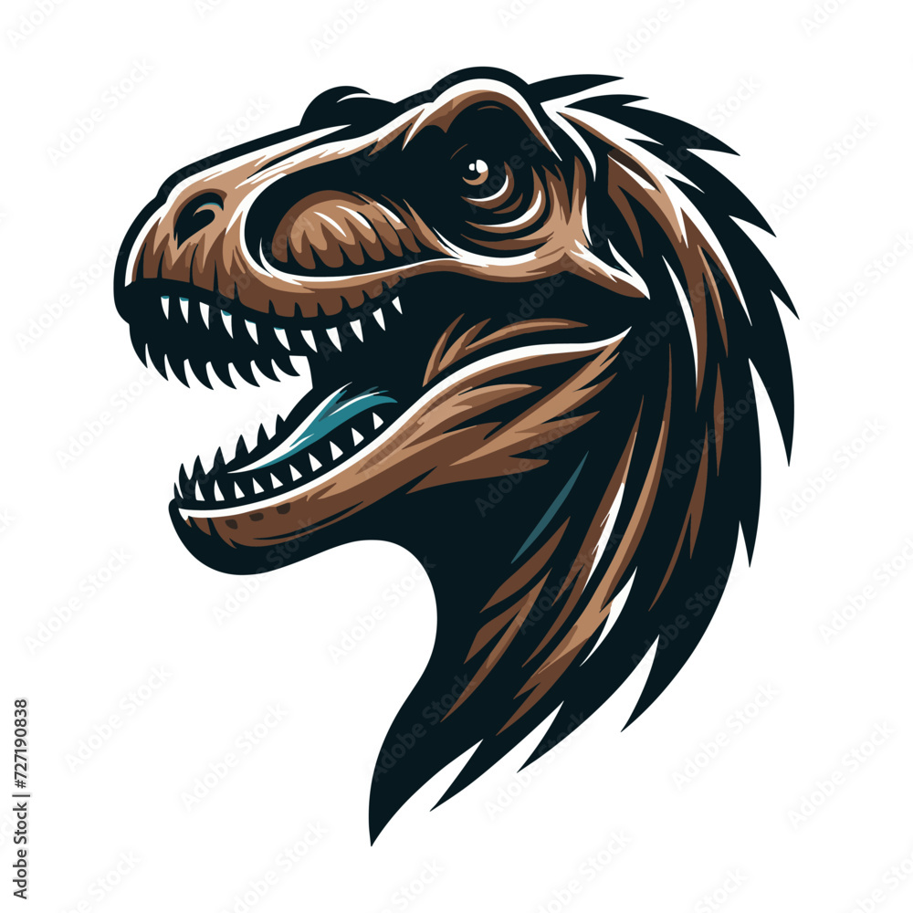 Wild beast animal raptor dinosaur head face vector design illustration ...