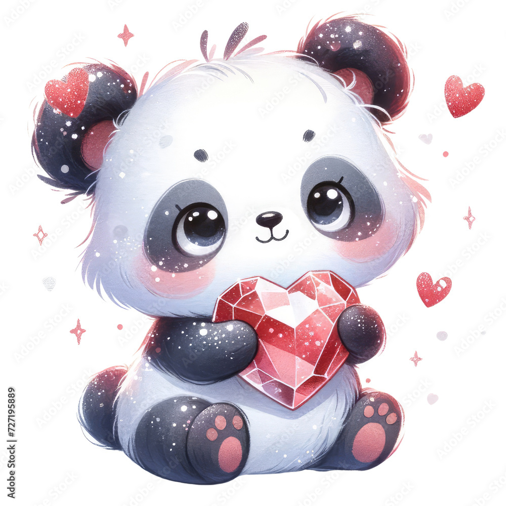 Cute Panda Valentine Clipart | Romantic Bear Illustrations Loveable ...