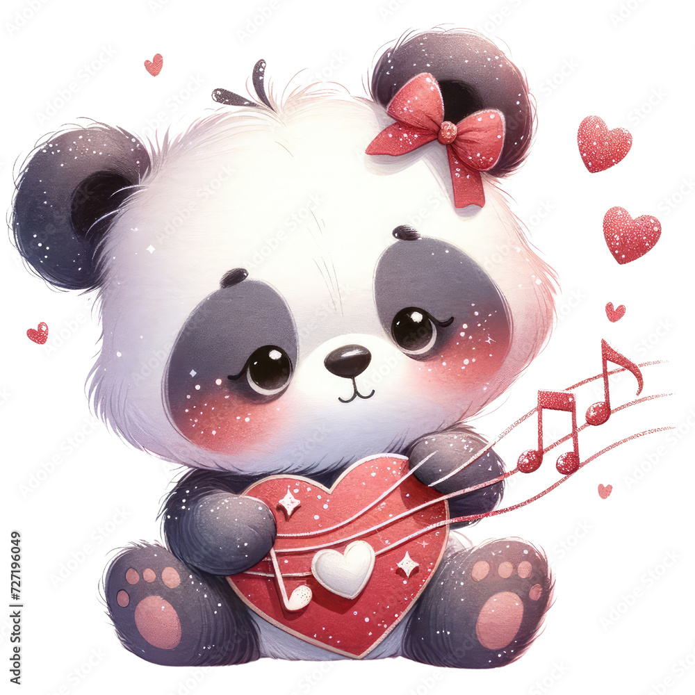 Cute Panda Valentine Clipart | Romantic Bear Illustrations Loveable ...