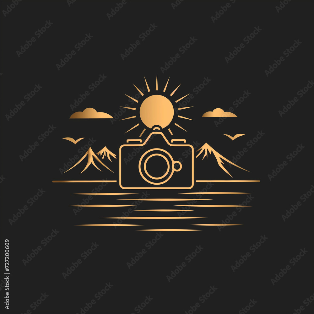 Travel Camera Logo Design Concept: Innovative Symbol in Yellow on a ...