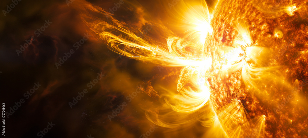 solar flare, and magnetic storms, Solar prominence, Plasma flash on the ...