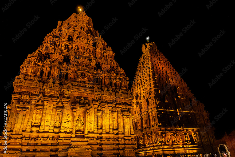 Night Time with Lightning - Tanjore Big Temple or Brihadeshwara Temple ...