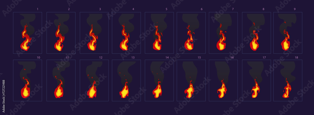 Fire explosion animation effect. Animation Sprite sheet for games ...