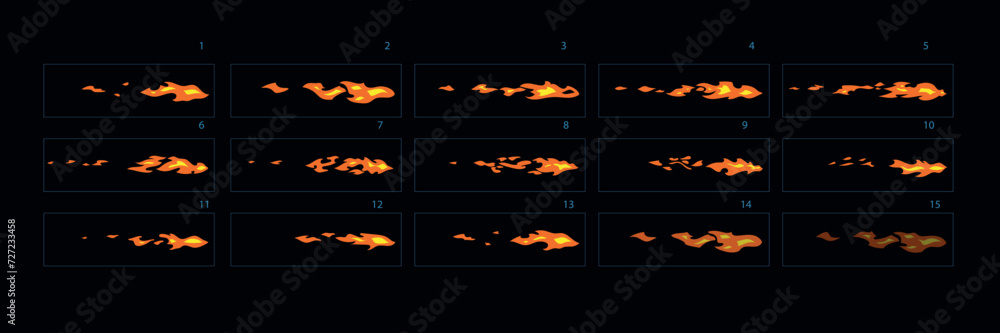 Fire explosion during the shot with the machine. Fire burst animation ...