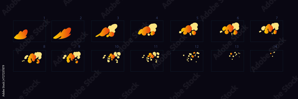 Fire effect animation. Animation of Fire. Sprite sheet for game or ...