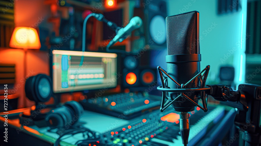 Professional Studio Microphone for Recording.Close-up of a professional ...