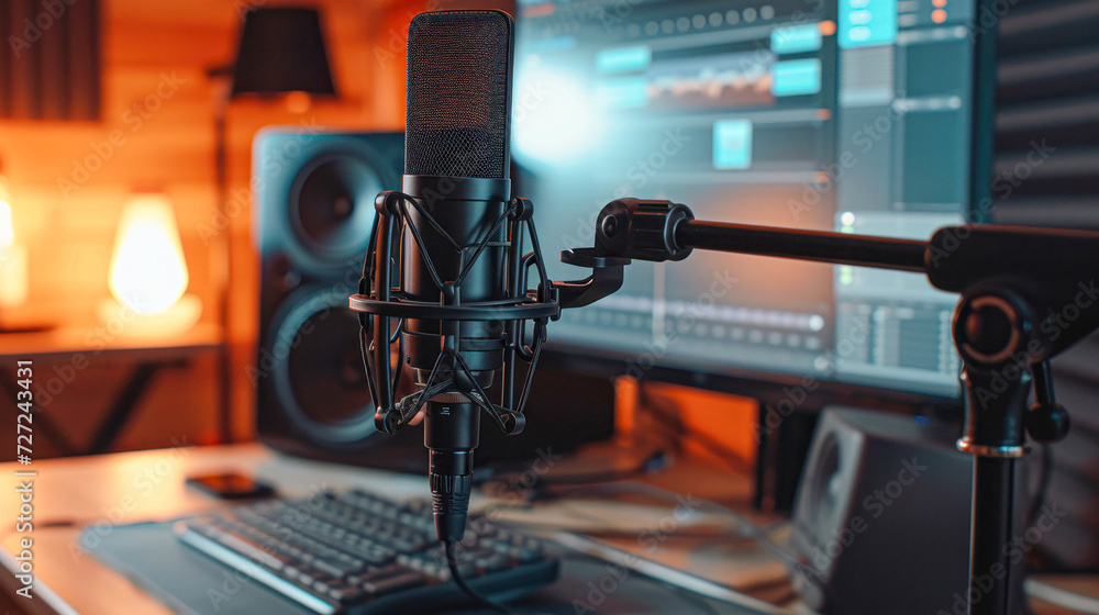 Professional Studio Microphone for Recording.Close-up of a professional ...