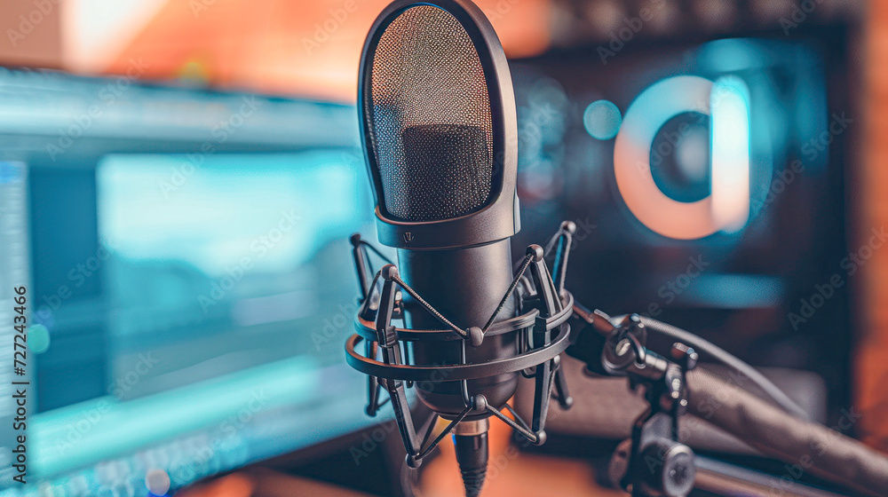 Professional Studio Microphone for Recording.Close-up of a professional ...