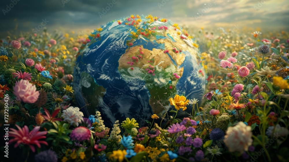 Realistic portrayal of Earth showcasing continents adorned with vivid ...