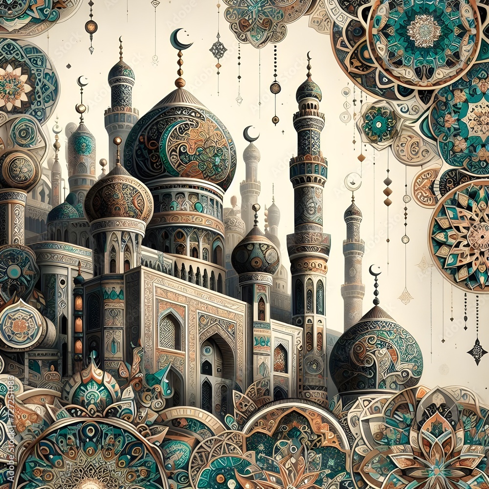 The essence of middle eastern architecture in a collage that combines ...